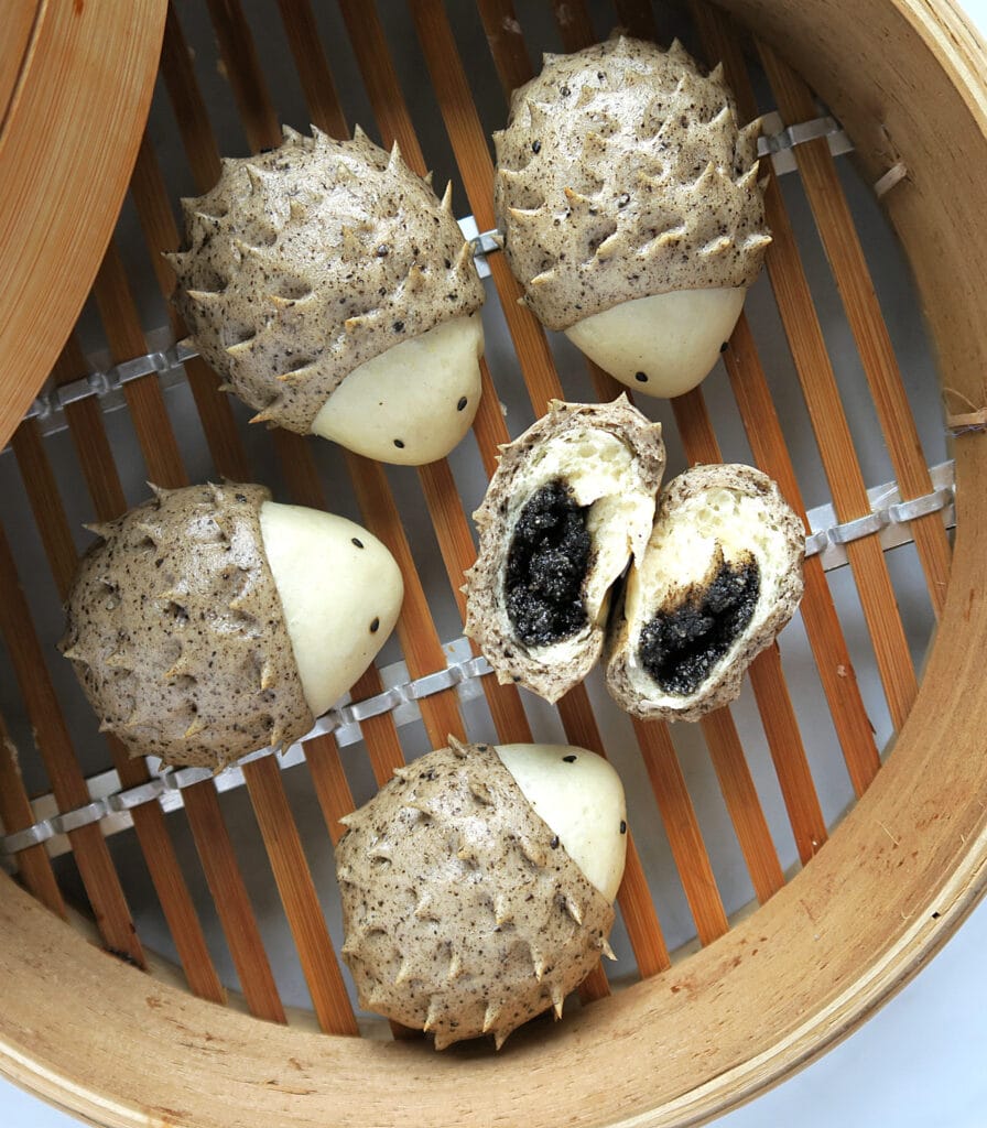 Hedgehog Black Sesame Bun (Zhi Ma Bao) - Cooking in Chinglish